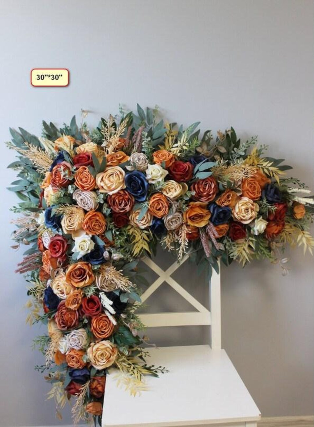 Rust Navy Arch Flowers, Fall Wedding Arch Decor, Wedding Arch Swag - Etsy