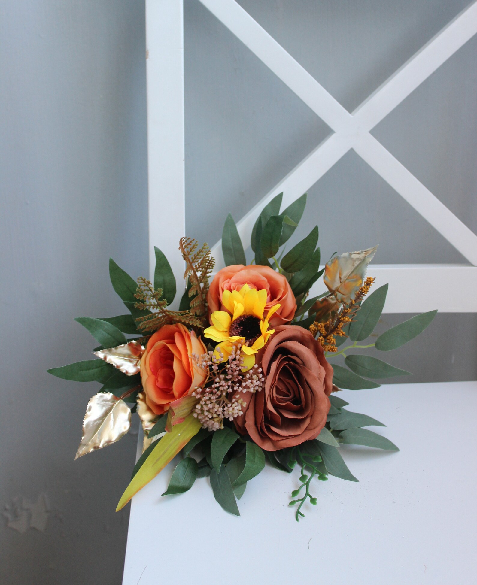 Rust Orange Bouquet Fall Wedding Bouquet Sunflower Bouquet - Etsy