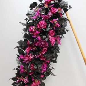 Fuchsia Black Bouquet, Gothic Wedding Bouquet, Cascading Hot Pink ...