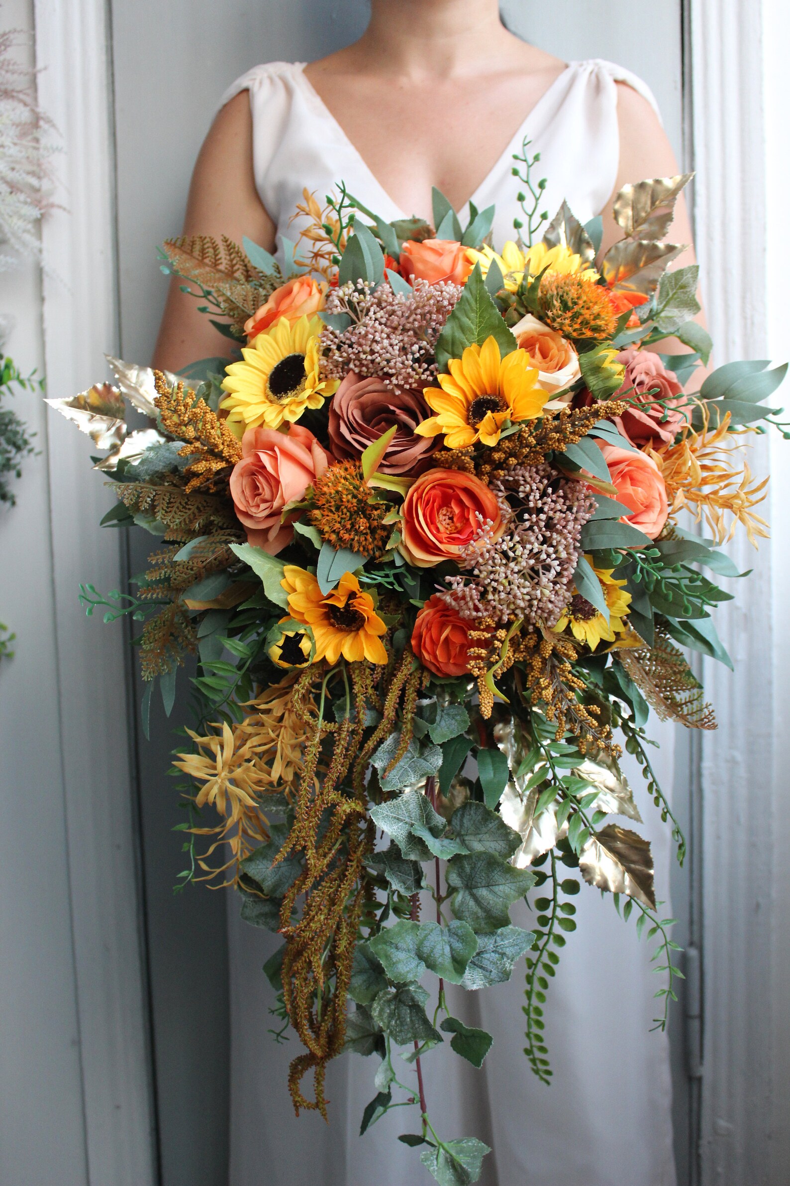 Rust Orange Bouquet, Fall Wedding Bouquet, Sunflower Bouquet - Etsy