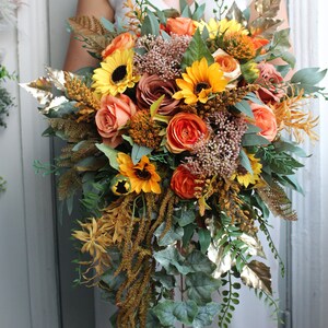 Rust Orange Bouquet, Fall Wedding Bouquet, Sunflower Bouquet - Etsy