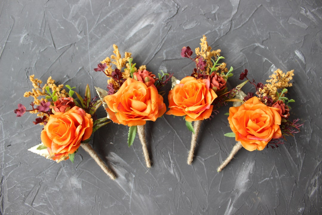 Orange Boutonniere, Fall Wedding Flowers, Wedding Buttonhole - Etsy