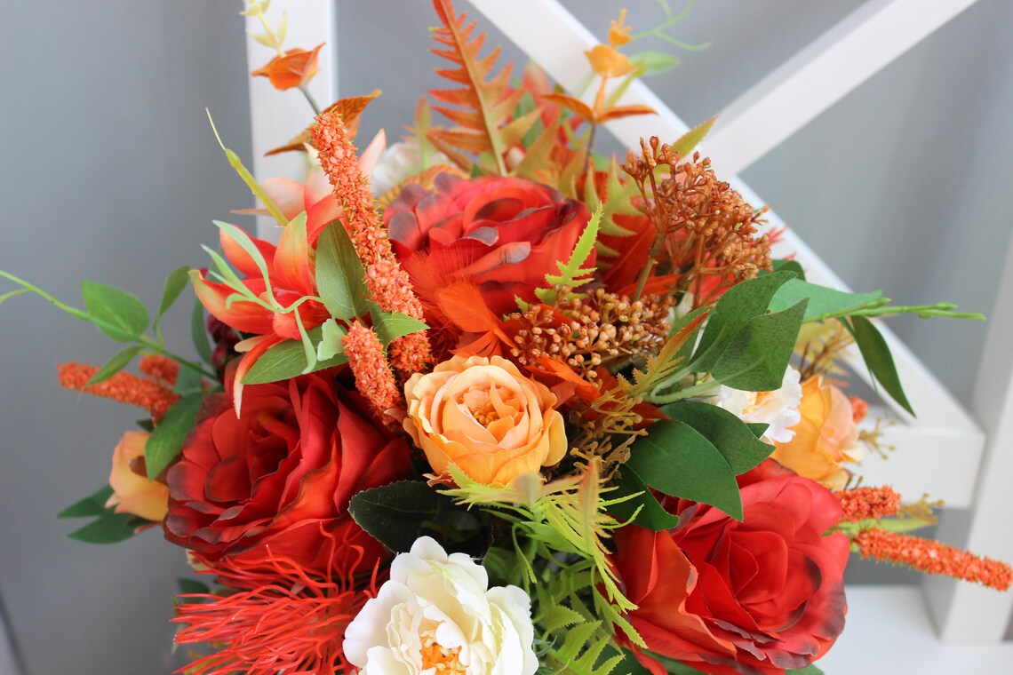 Rust Wedding Bouquet Silk Flower Bouquet Fall Wedding - Etsy