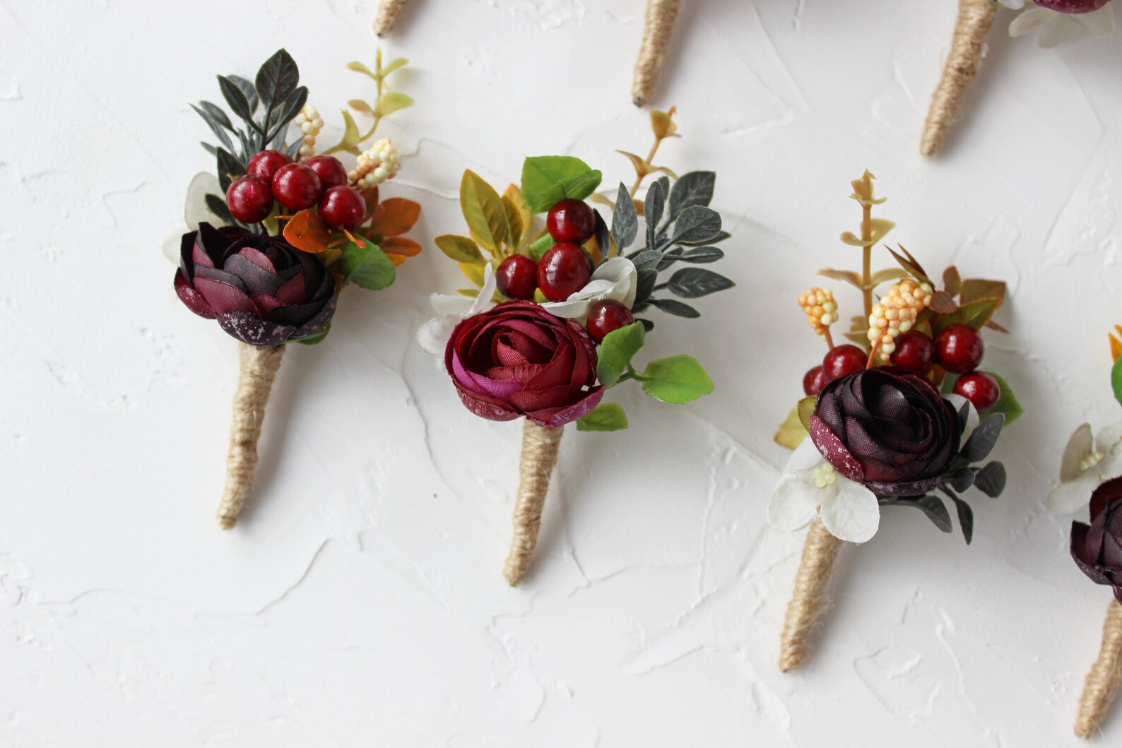 Burgundy Wedding Boutonniere, Floral Groomsmen Buttonhole, Groom ...