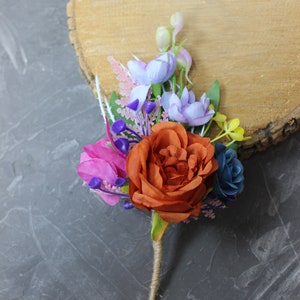 Colorful Boutonniere for Men, Rainbow Buttonhole, Fiance Pocket Flowers ...