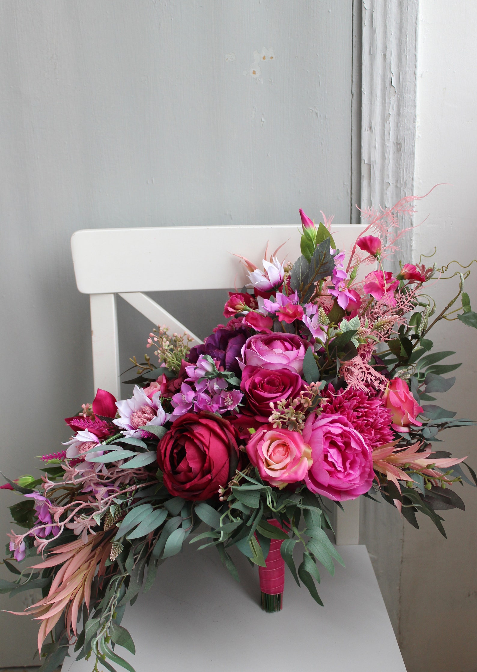 Hot Pink Wedding Bouquet, Fuchsia Bouquet, Jewel Toned Wedding Bouquet ...
