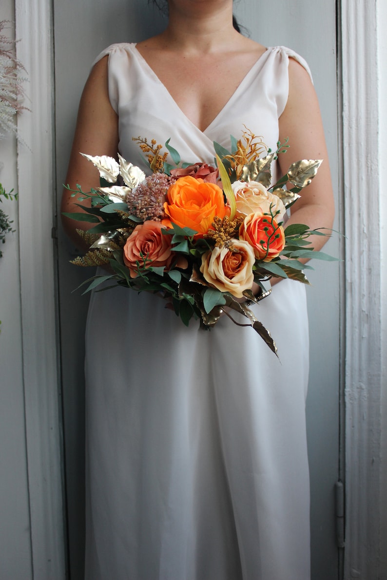 Rust Orange Bouquet, Fall Wedding Bouquet, Sunflower Bouquet - Etsy