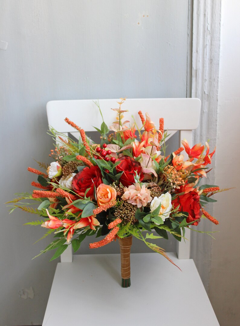 Rust Wedding Bouquet Silk Flower Bouquet Fall Wedding - Etsy
