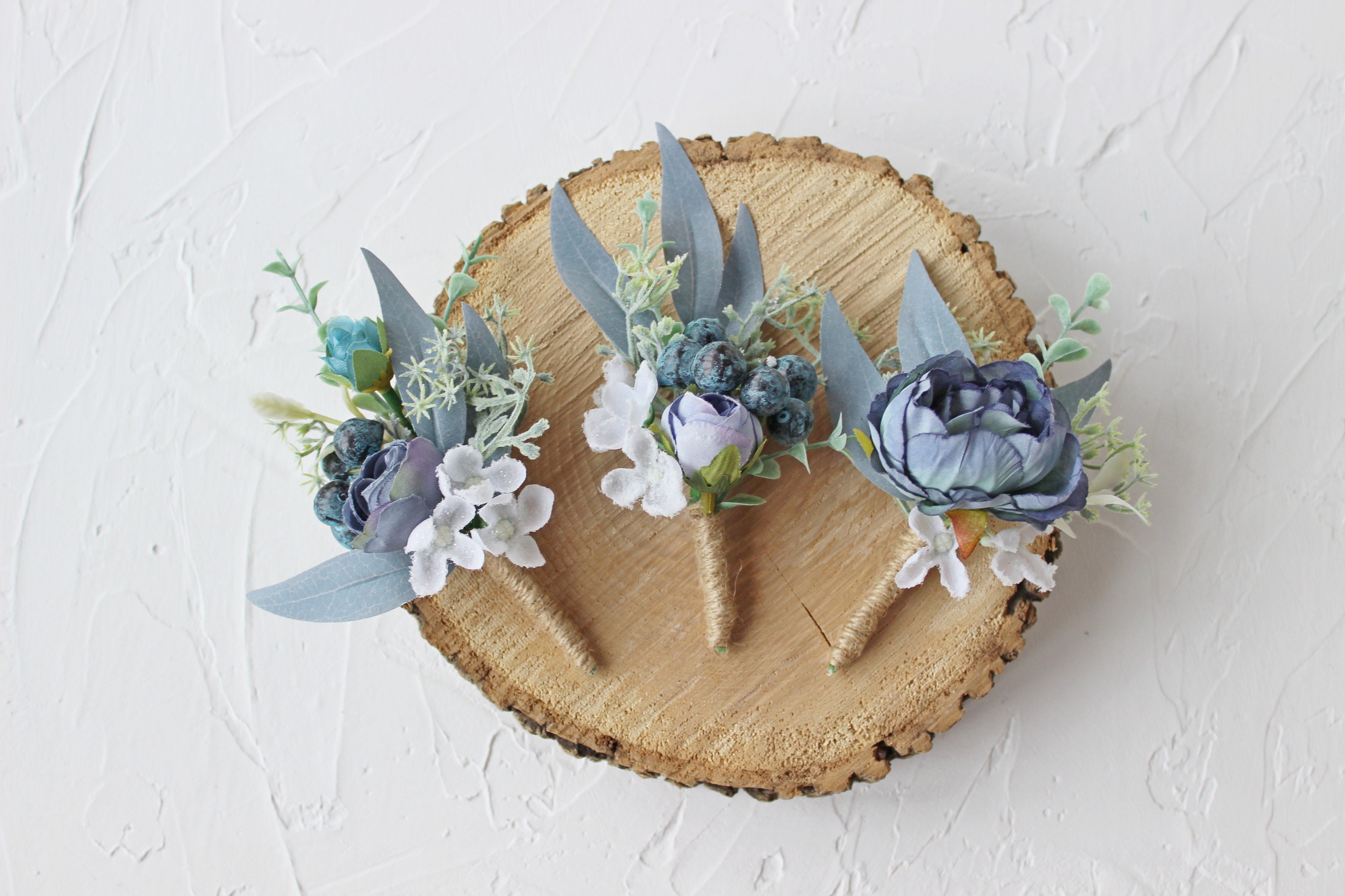 Navy blue rustic corsage Dusty blue wedding corsage | Etsy