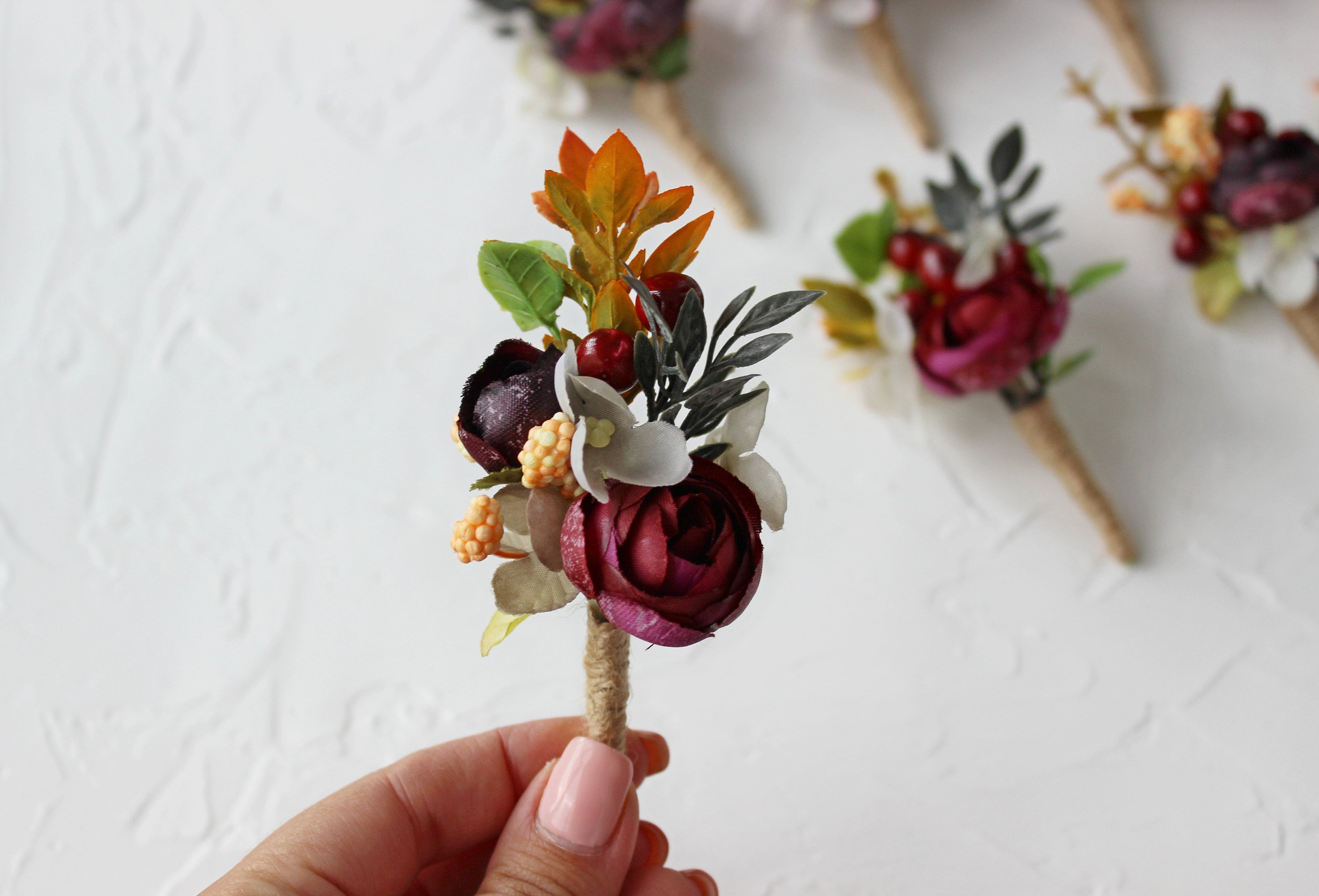 Burgundy Wedding Boutonniere Floral Groomsmen Buttonhole - Etsy