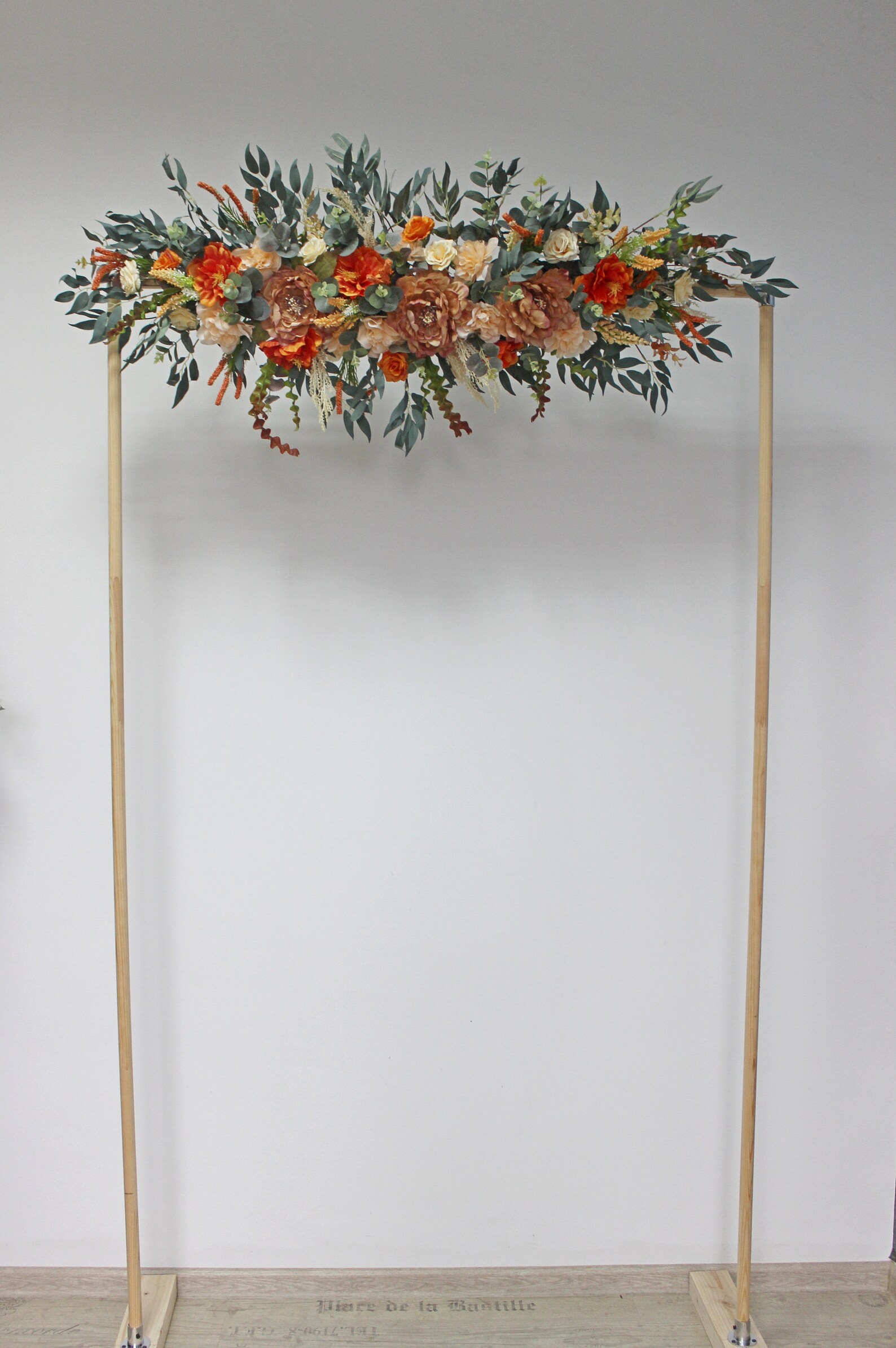 Fall Wedding Flower Arch, Burnt Orange Tan Ivory Arch Flowers, Wedding ...