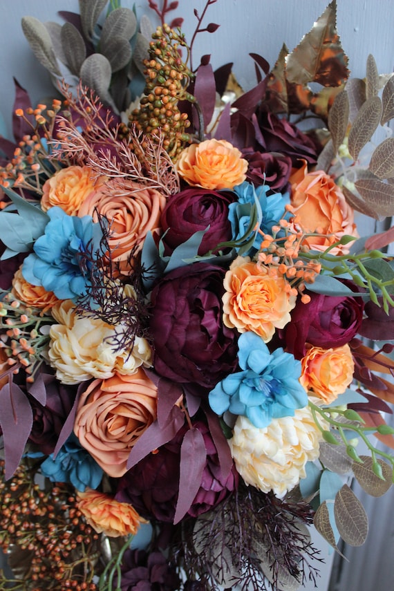 Burnt Orange And Teal Wedding