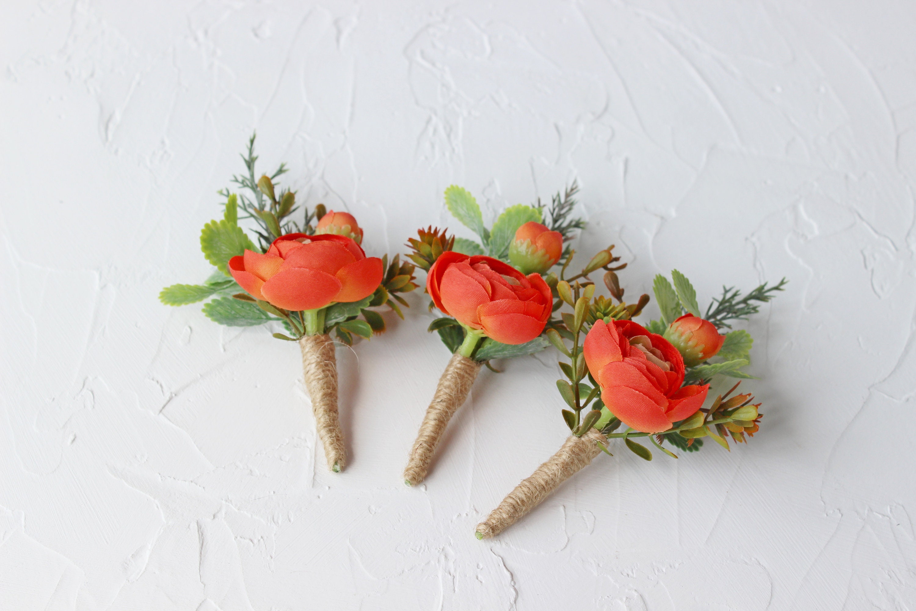 Burnt Orange Boutonniere for Men, Fall Wedding Buttonhole, Flower ...