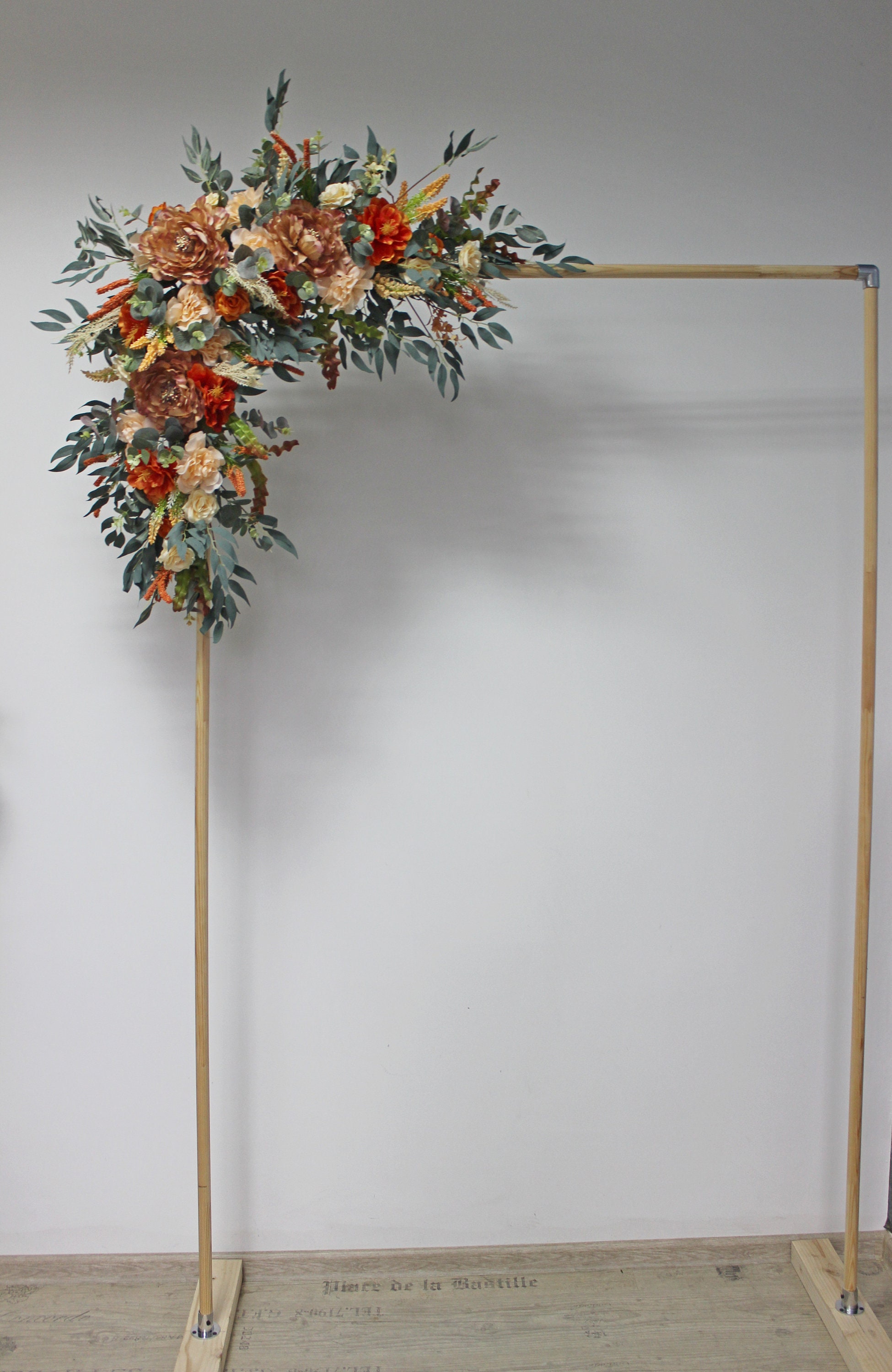 Fall Wedding Flower Arch, Burnt Orange Tan Ivory Arch Flowers, Wedding ...