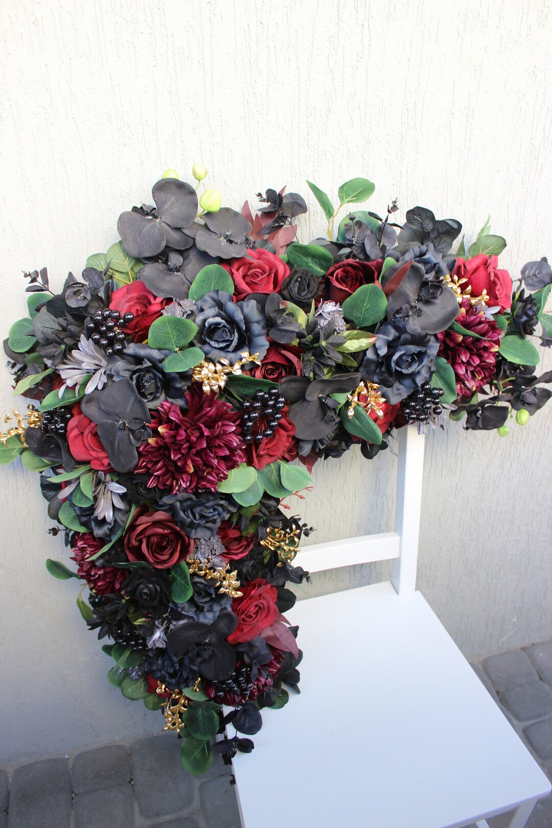 Burgundy Black Gold Arch Swag, Gothic Wedding Aisle Decor, Moody Arch ...