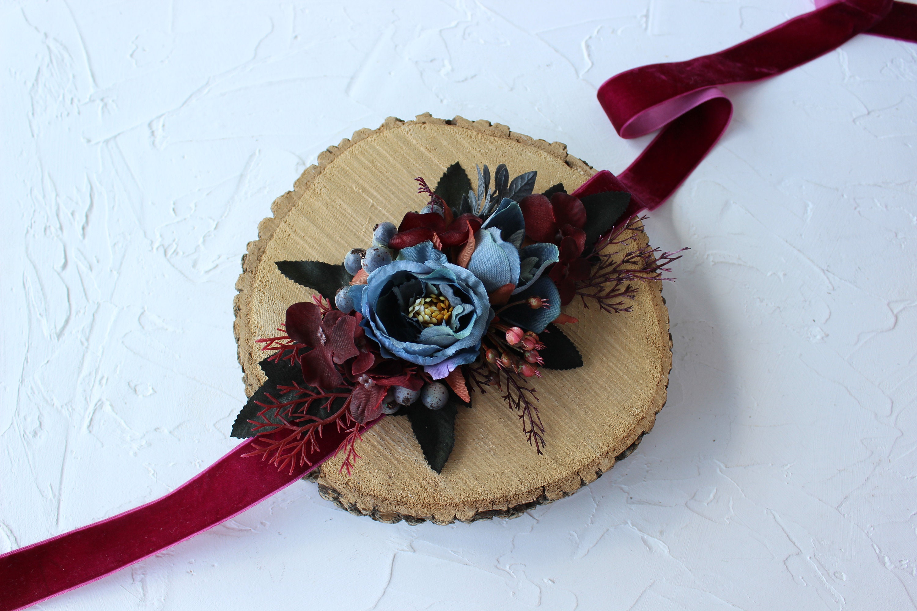 Gothic wedding sash belt Burgundy dusty blue bridal sash | Etsy