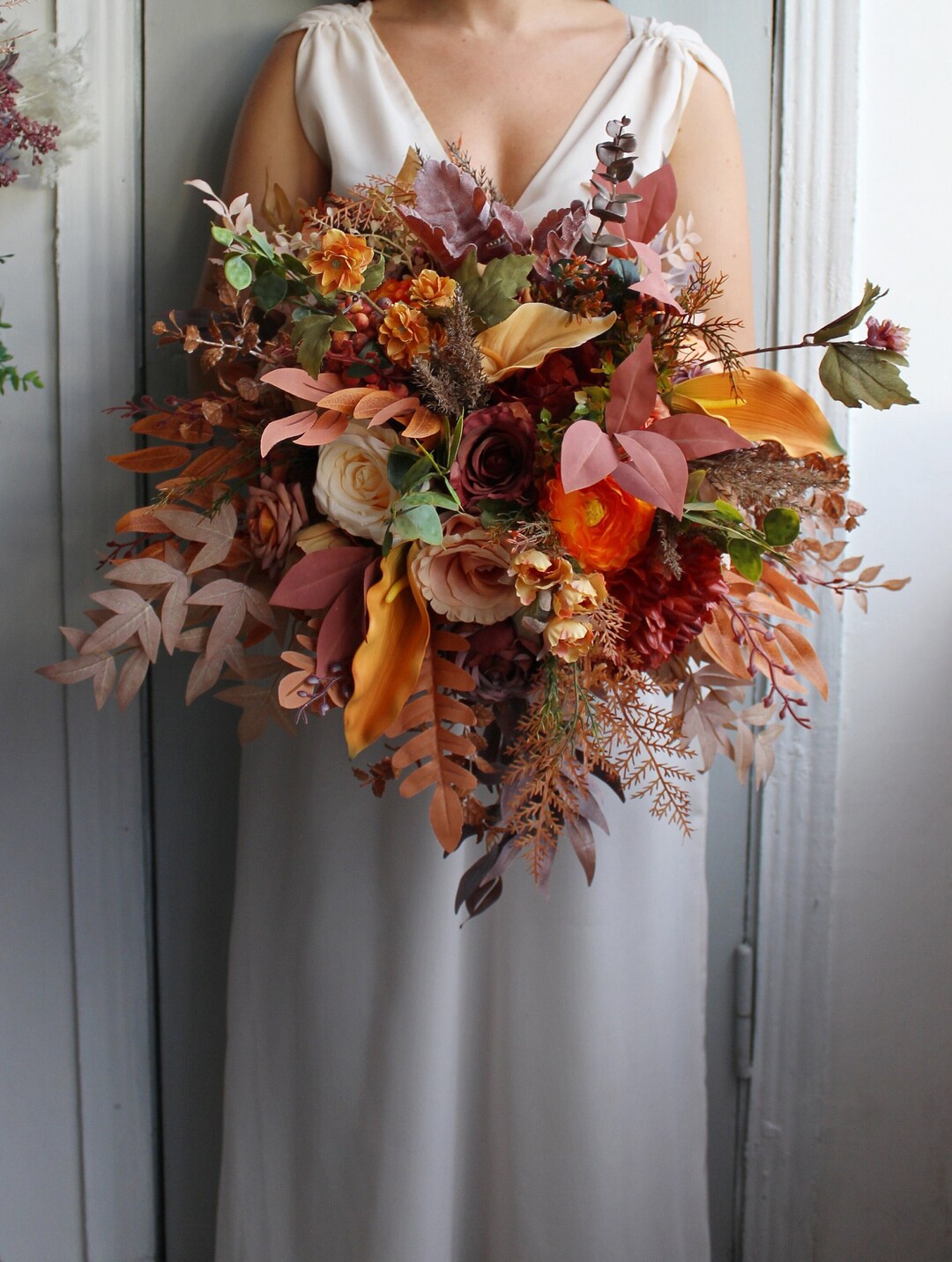 Rust Orange Brown Bouquet, Fall Wedding Bouquet, Rust Wedding Flowers ...