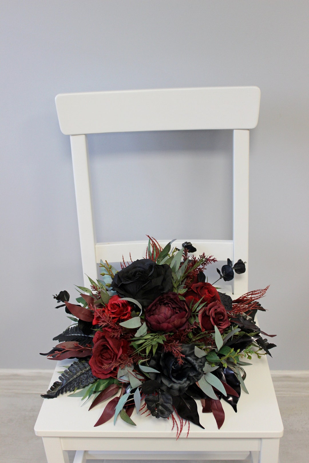 Burgundy Black Green Table Centerpiece, Gothic Wedding Decor, Halloween ...