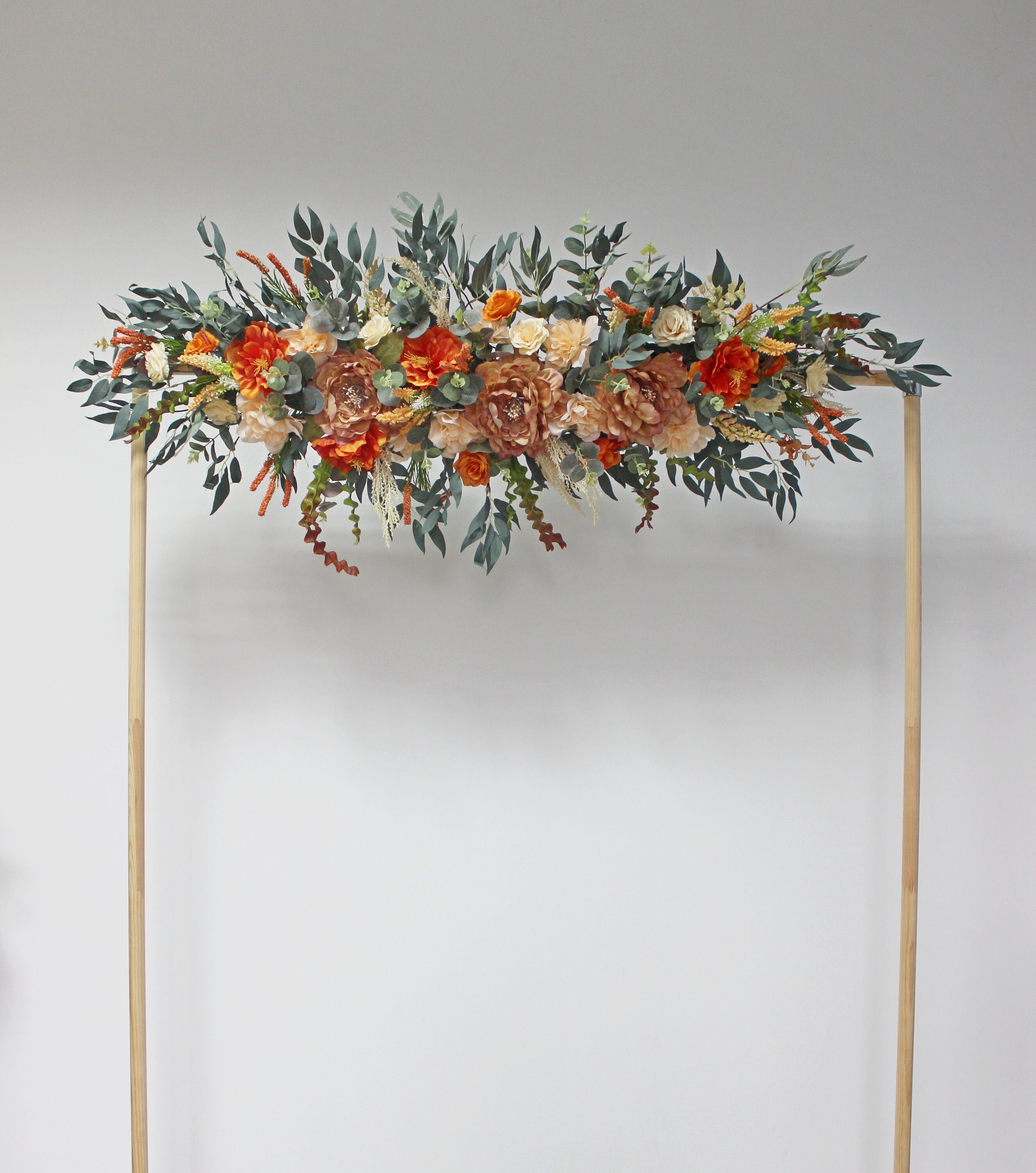 Fall Wedding Flower Arch, Burnt Orange Tan Ivory Arch Flowers, Wedding ...