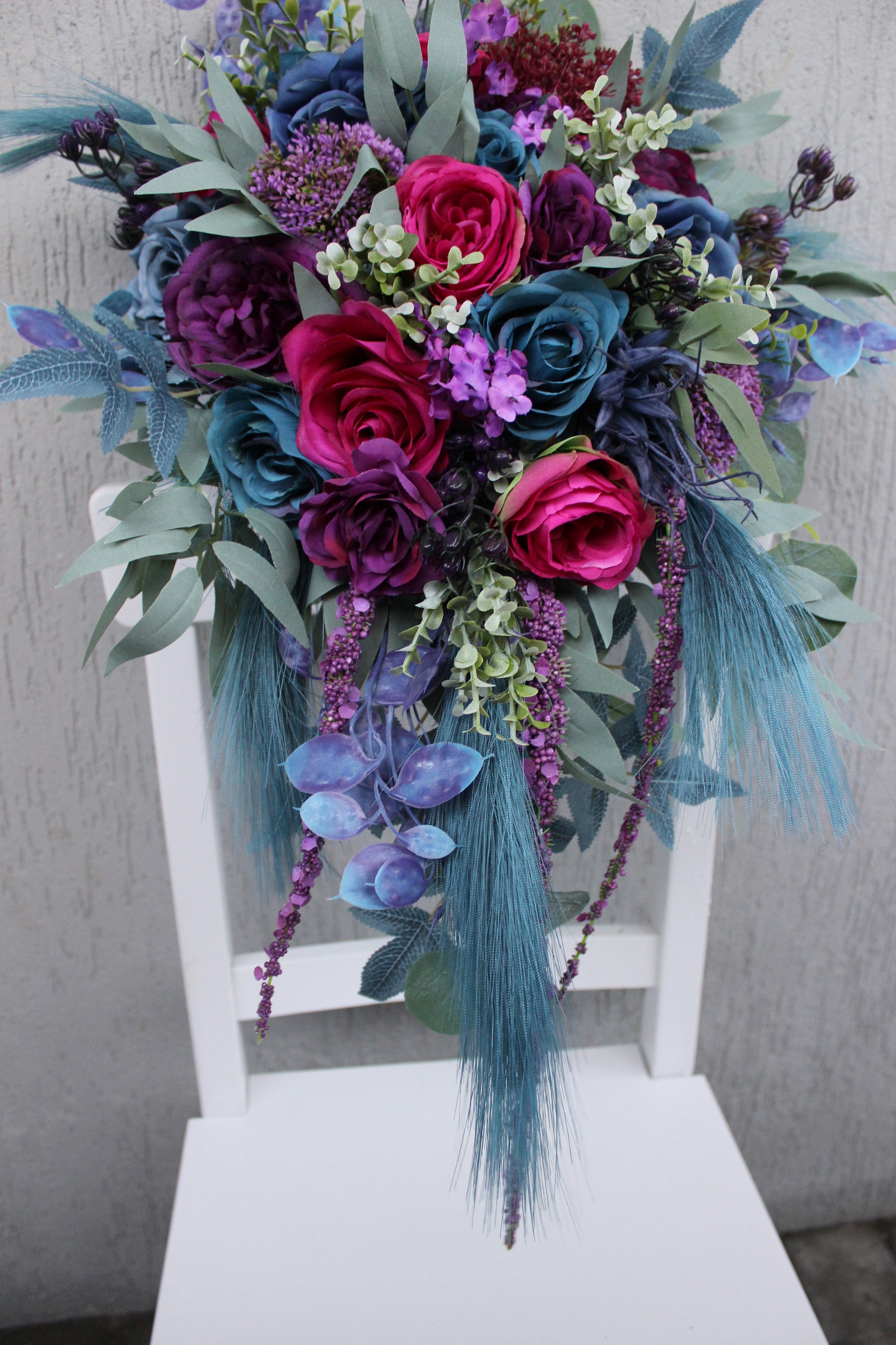 Jevel Tone Magenta Teal Pocket Boutonniere, Wedding Boutonniere for Men ...