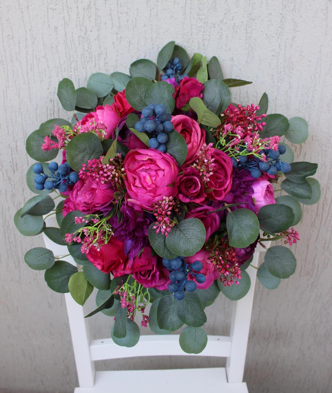 Hot Pink Wedding Bouquet, Fuchsia Bouquet, Jewel Toned Wedding Bouquet ...