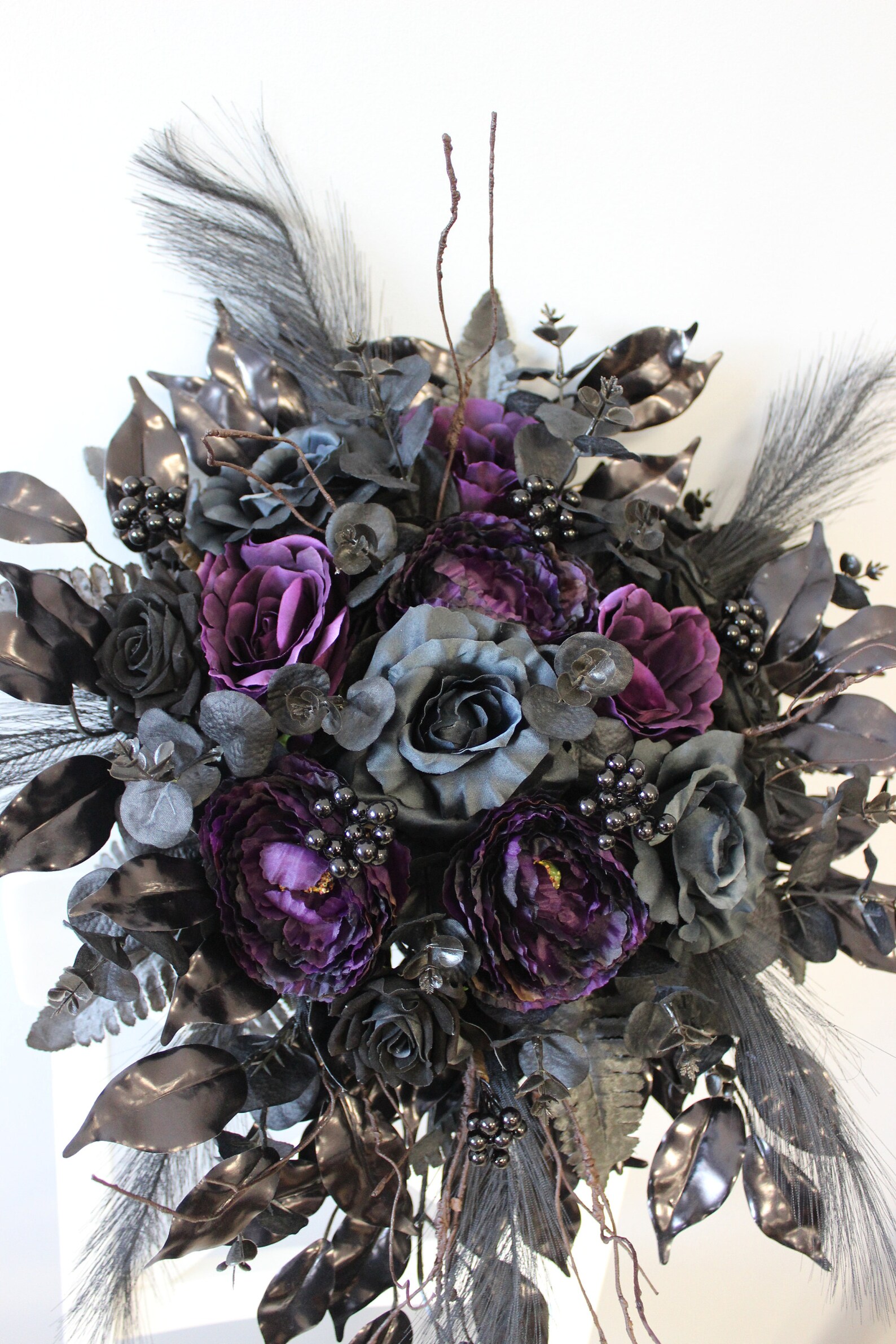 Purple Black Bouquet Gothic Wedding Bouquet Moody Bouquet - Etsy