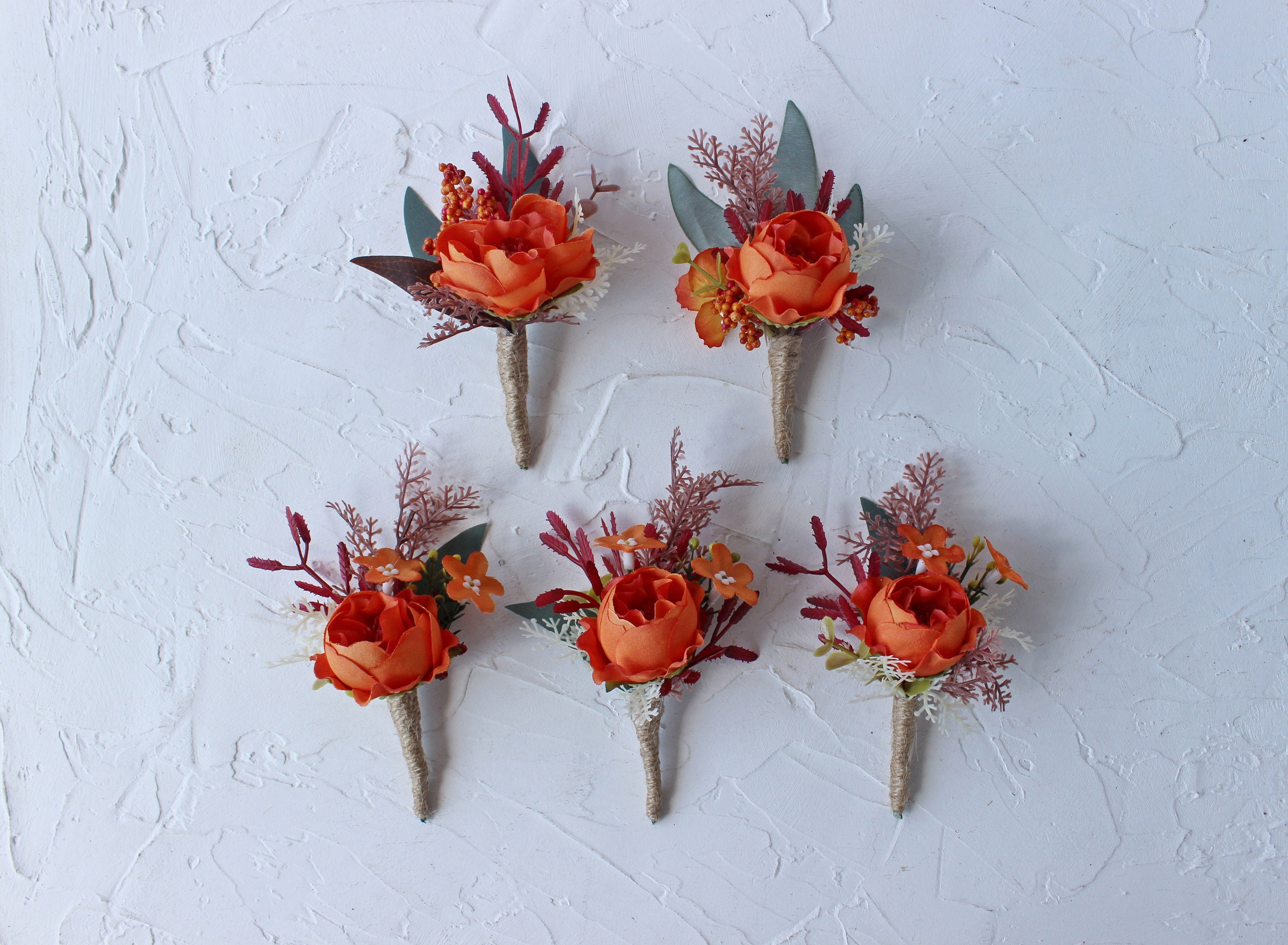 Burnt orange boutonniere for men Wedding buttonhole Groom | Etsy