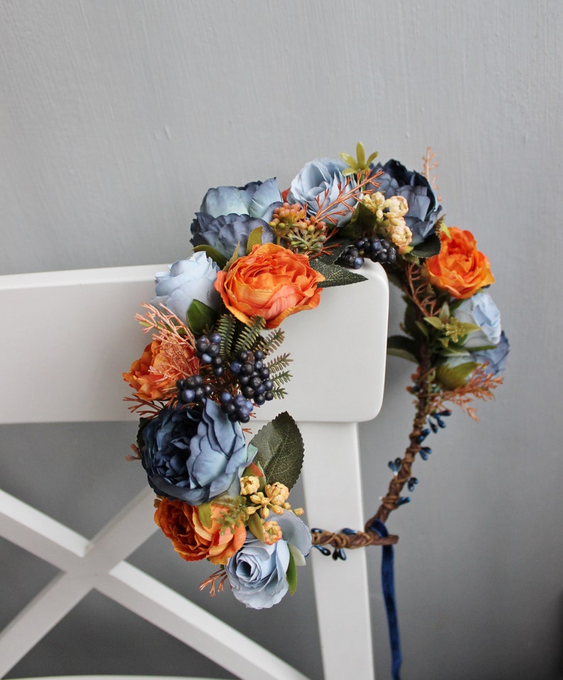 Navy Orange Bridal Sash Fall Wedding Sash Belt Flower Girl | Etsy