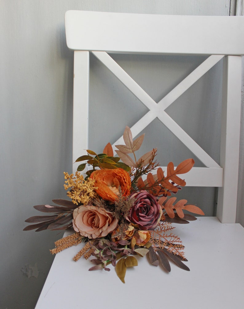 Rust Orange Brown Bouquet, Fall Wedding Bouquet, Rust Wedding Flowers ...