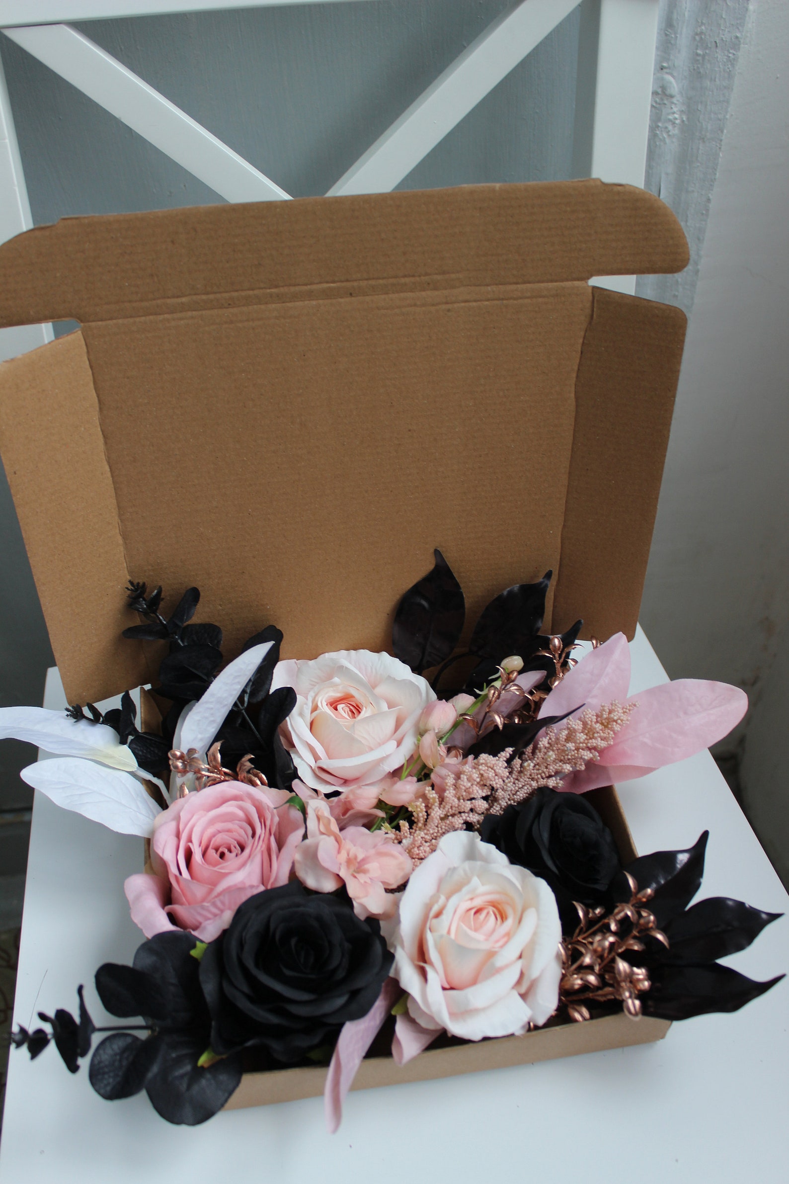 Black Ivory Rose Gold Arch Flowers Gothic Wedding Flower - Etsy