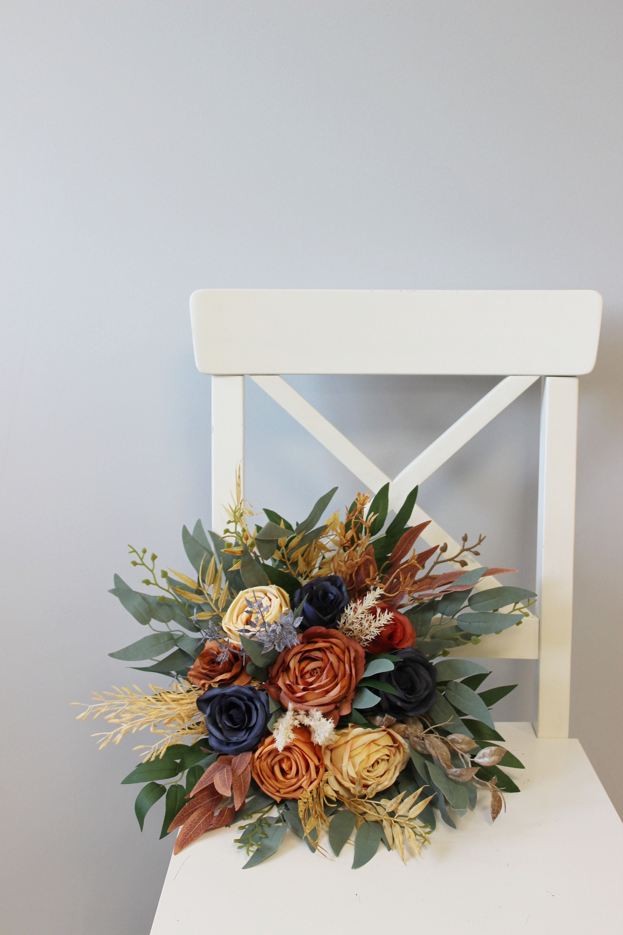 Rust Navy Arch Flowers, Fall Wedding Arch Decor, Wedding Arch Swag ...