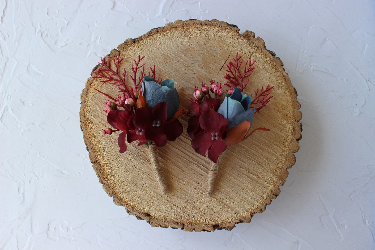 Burgundy Boutonniere for Men, Fall Wedding Buttonhole, Burgundy Dusty ...