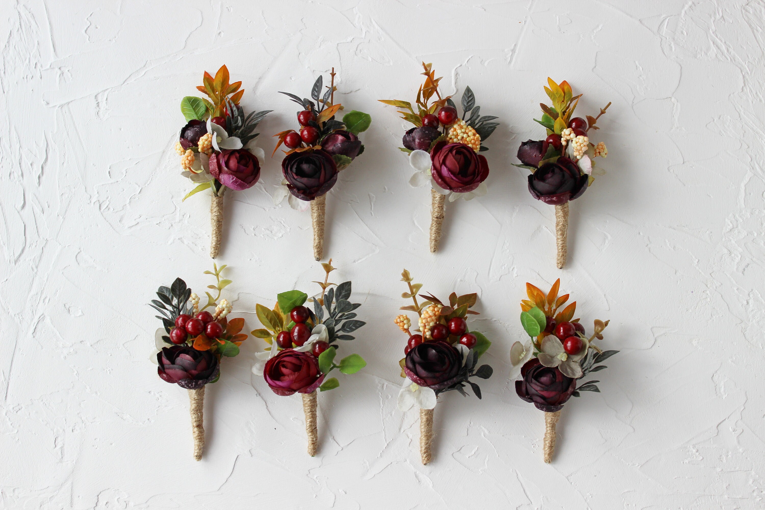 Burgundy Wedding Boutonniere, Floral Groomsmen Buttonhole, Groom ...