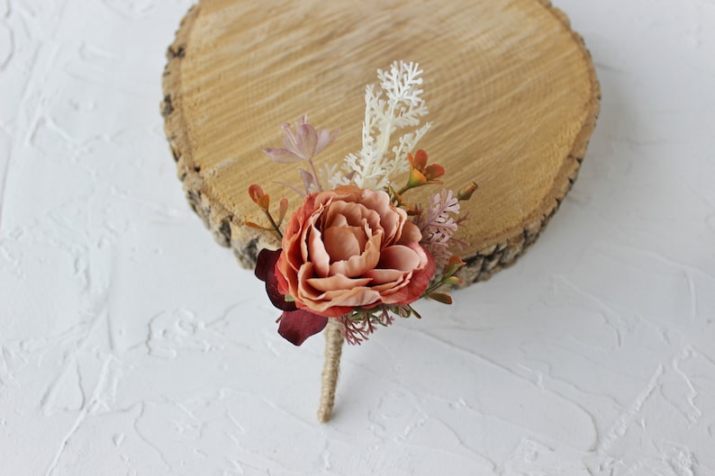 Taupe Tan Ivory Boutonniere for Men, Boho Wedding Buttonhole, Fall ...