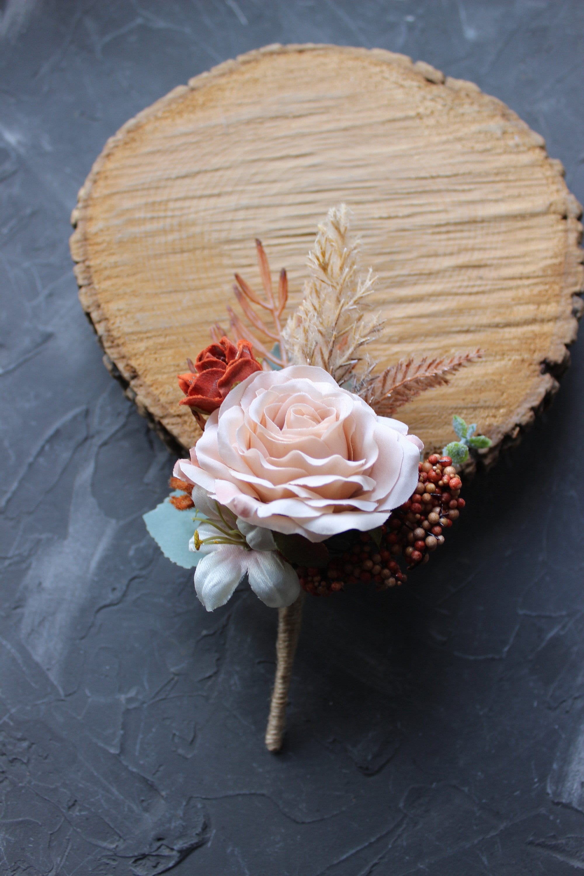 Rust Terracota Dusty Pink Bouquet, Desert Wedding Bouquet, Pampas Grass ...