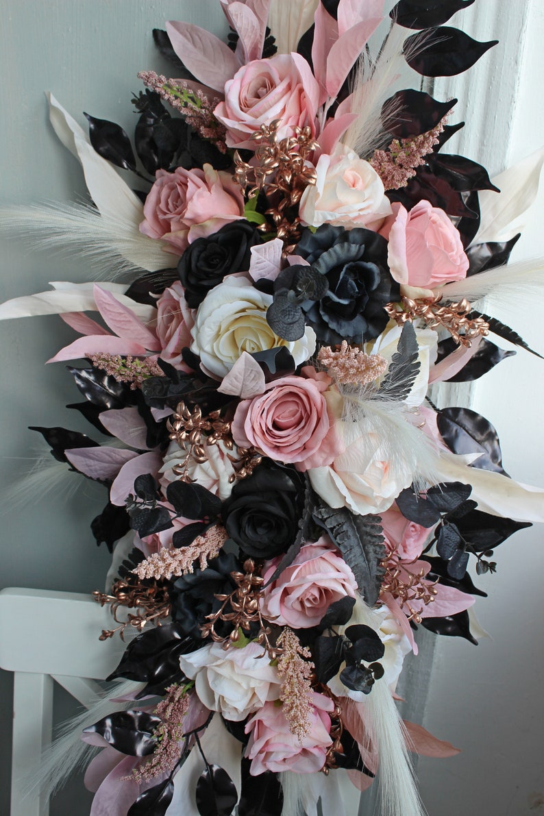 Black Ivory Rose Gold Arch Flowers Gothic Wedding Flower - Etsy