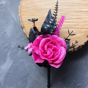 Fuchsia Black Bouquet Gothic Wedding Bouquet Cascading Hot - Etsy