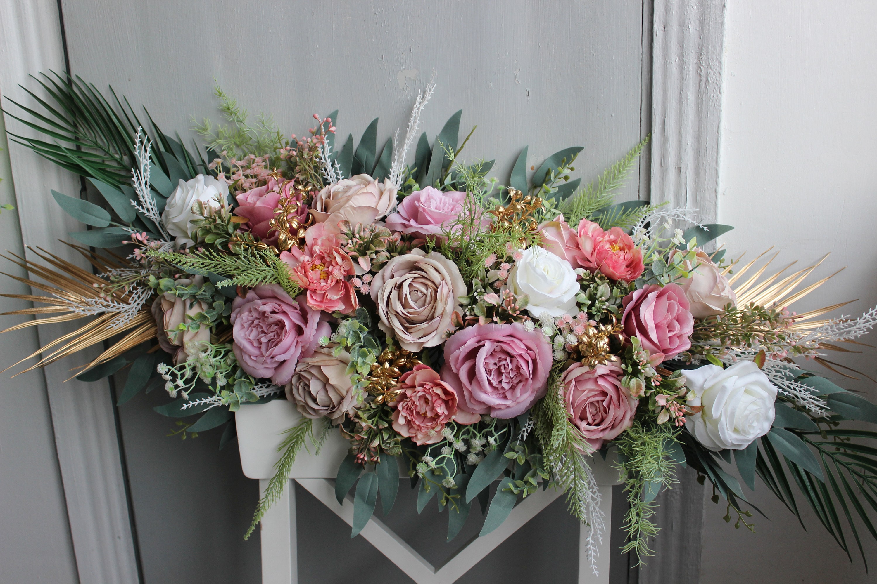 Rose Gold Arch Flowers Wedding Arch Swag Pink Gold Green - Etsy Australia