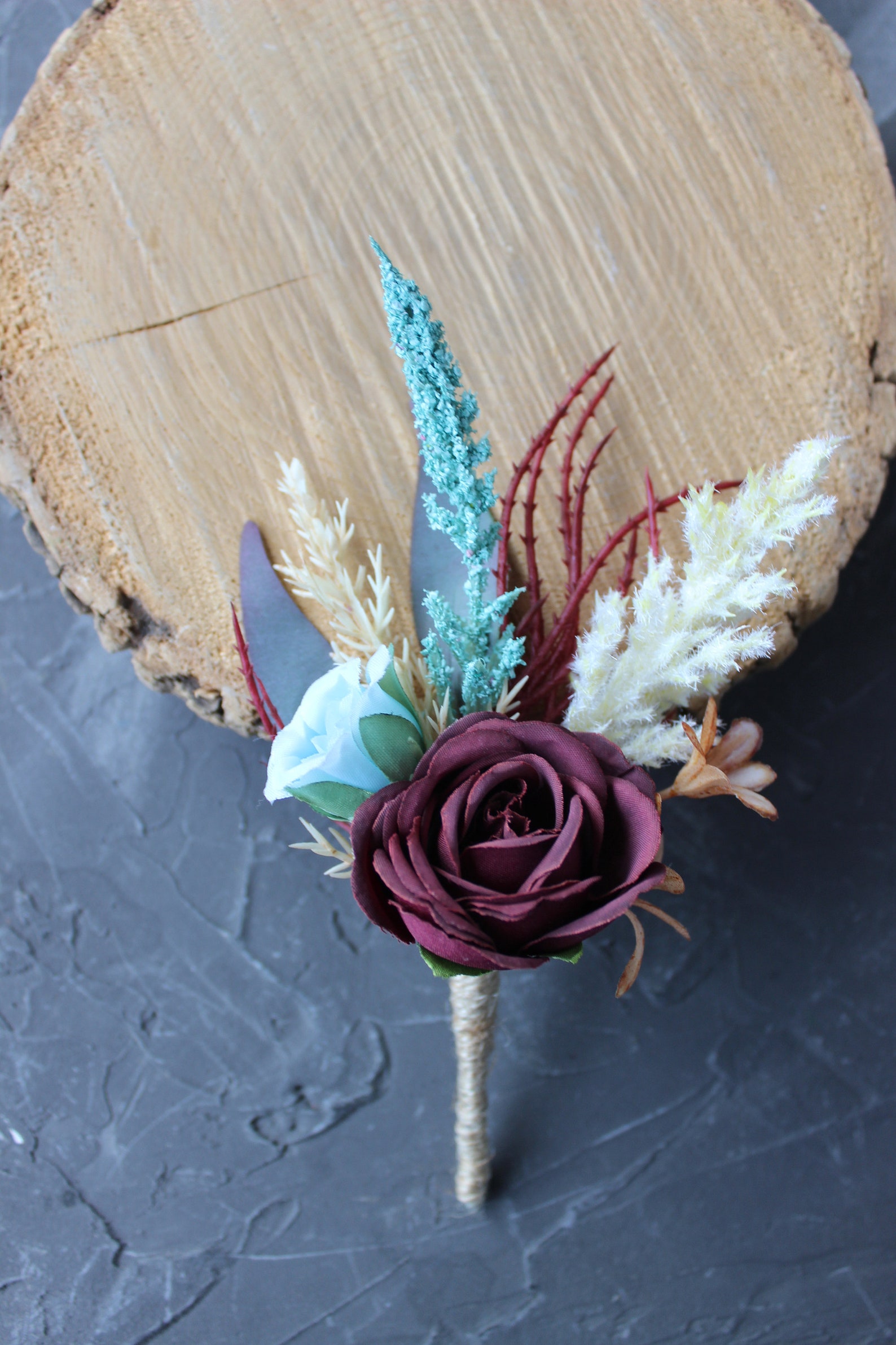Rust Teal Burgundy Wedding Bouquet Cascading Bouquet Fall - Etsy