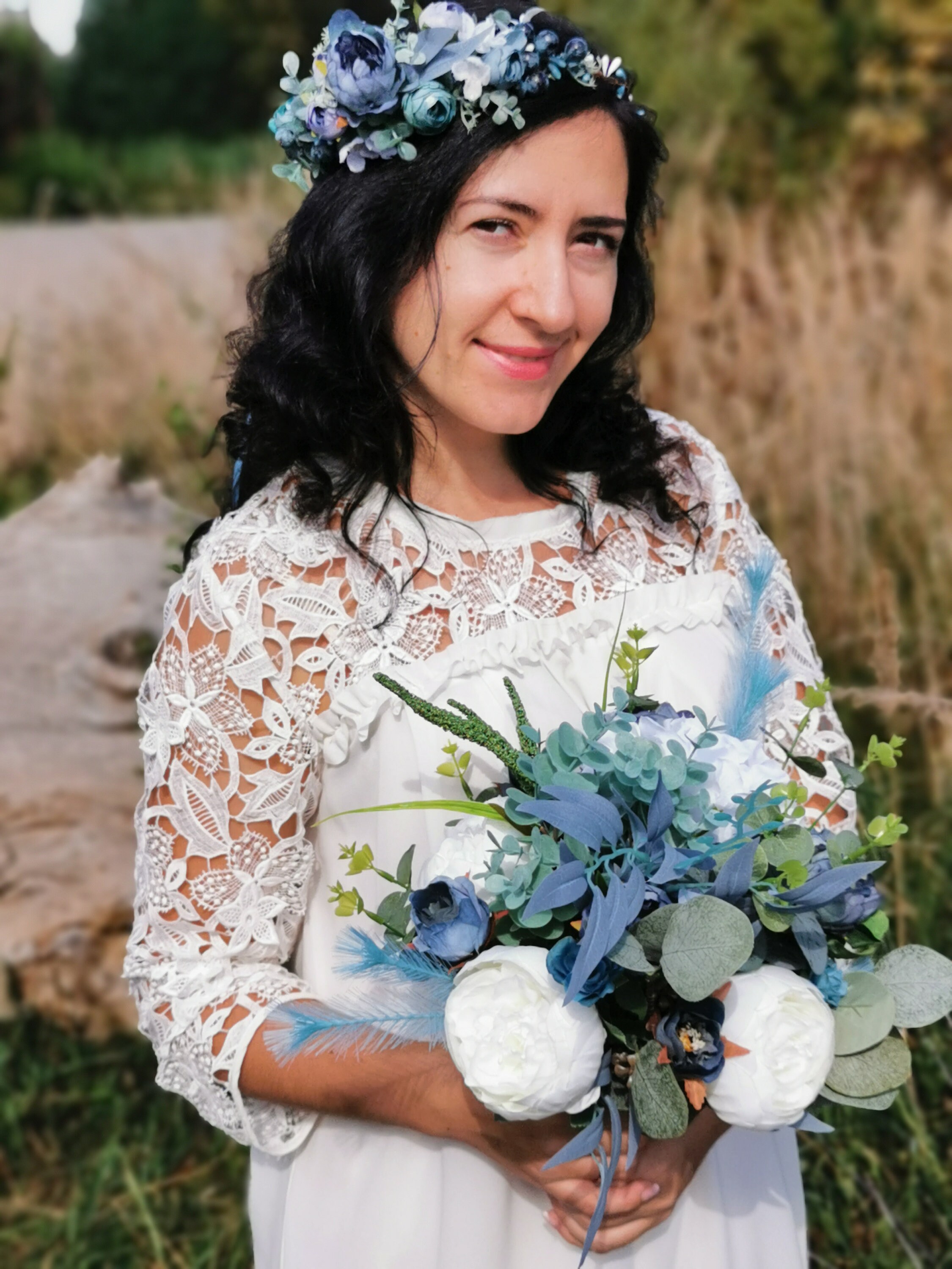Navy blue rustic corsage Dusty blue wedding corsage | Etsy