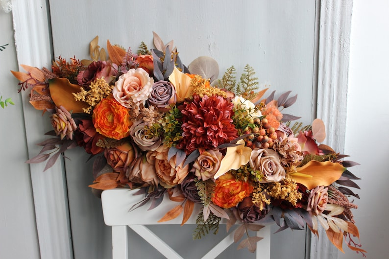Rust Orange Brown Bouquet, Fall Wedding Bouquet, Rust Wedding Flowers ...