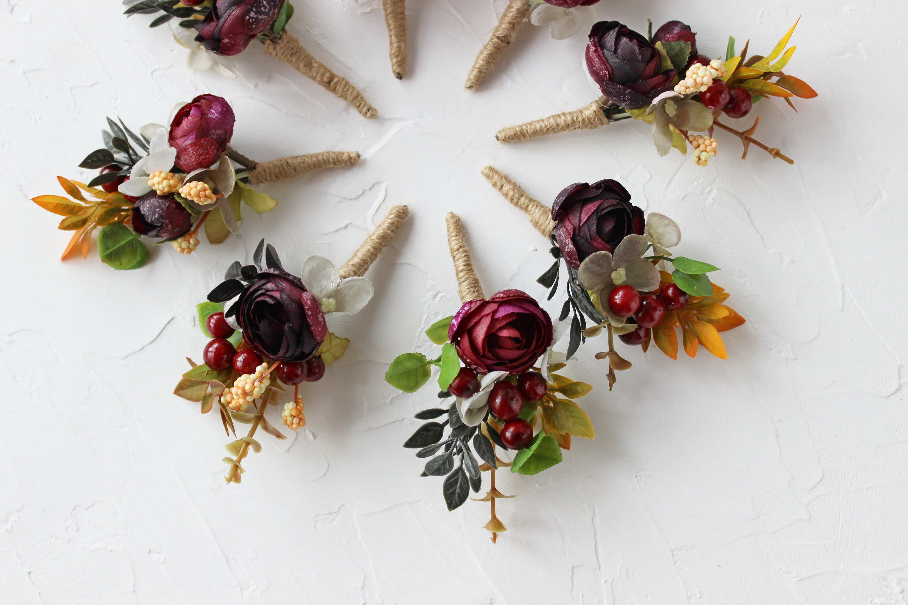 Burgundy Wedding Boutonniere Floral Groomsmen Buttonhole - Etsy