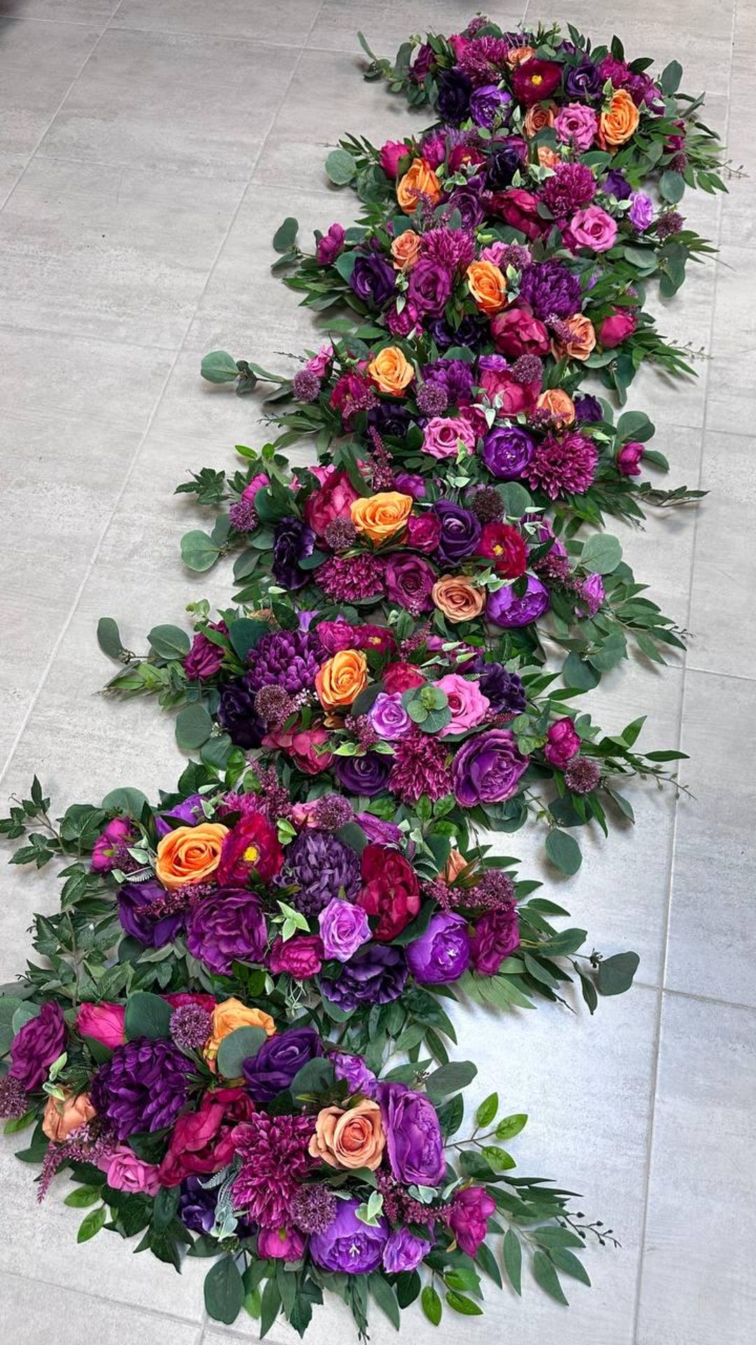 Colorful Table Centerpiece, Purple Pink Orange Table Bouquet, Jewel ...