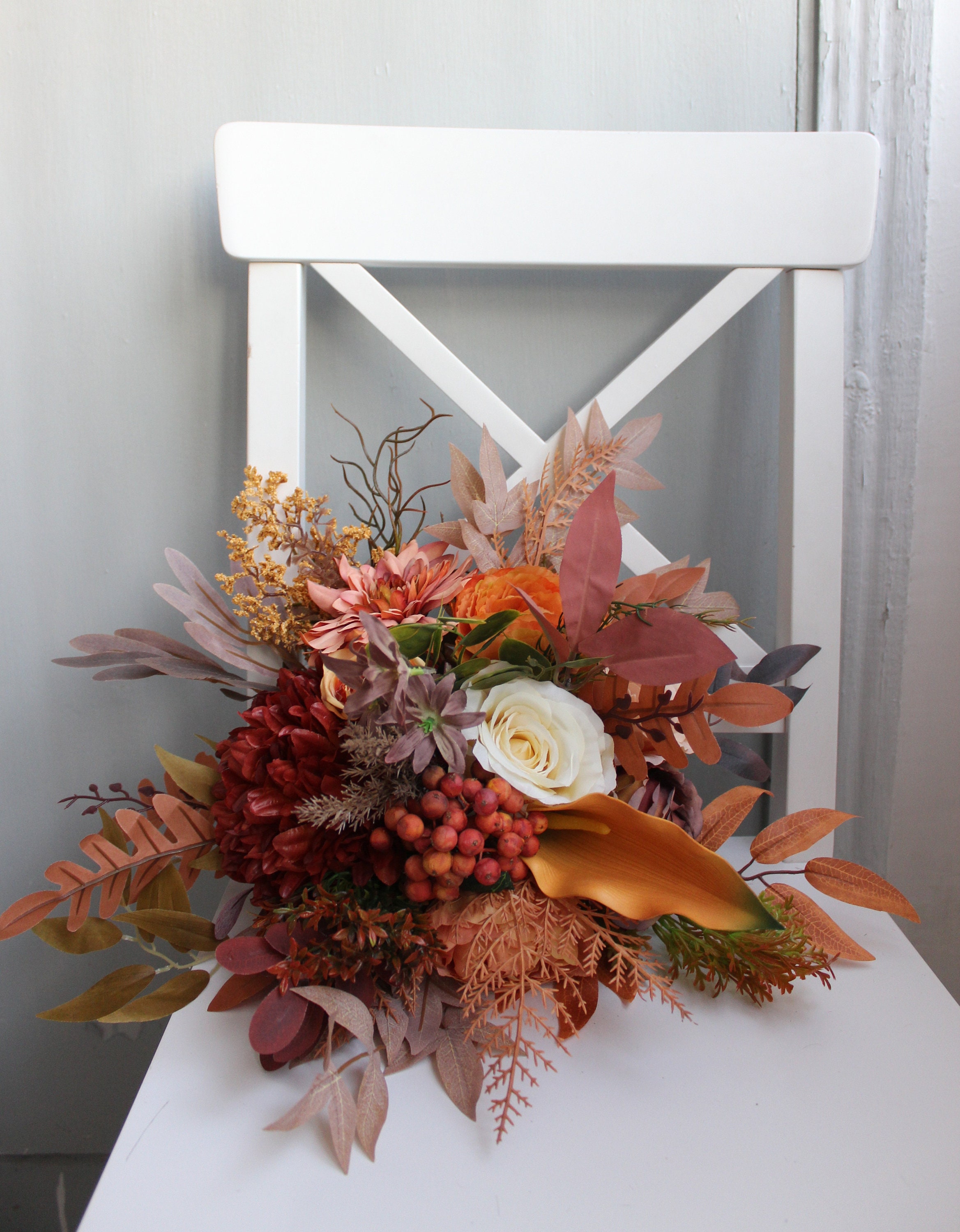 Rust Orange Brown Bouquet, Fall Wedding Bouquet, Rust Wedding Flowers ...
