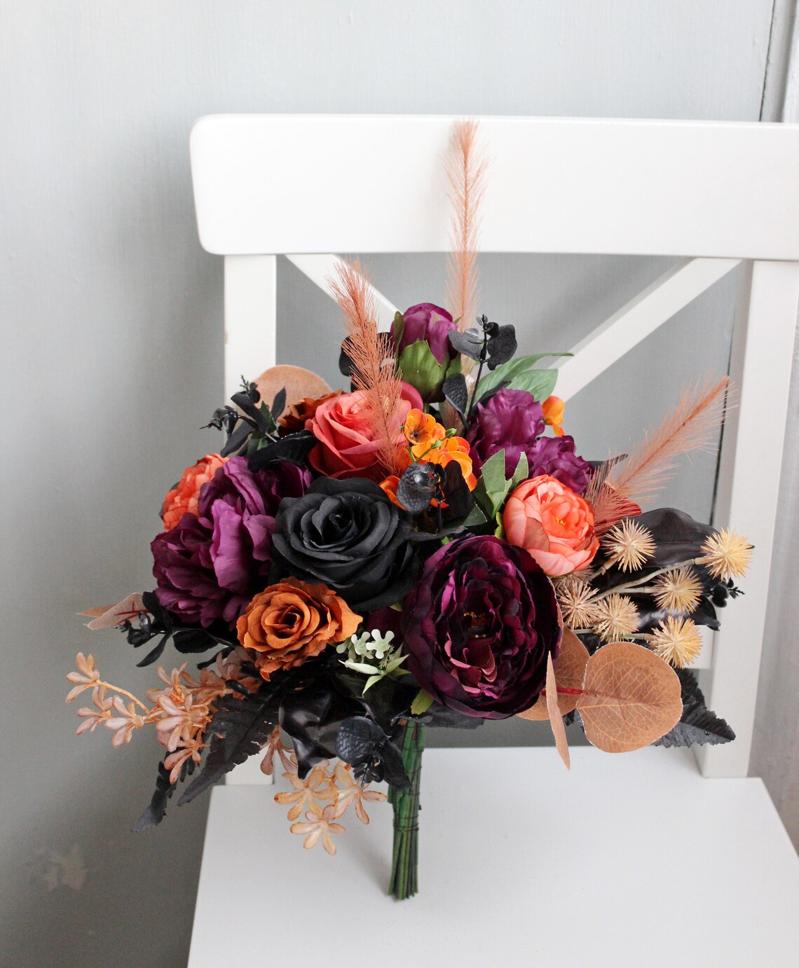 Plum black rust bouquet Gothic wedding bouquet Moody bouquet | Etsy