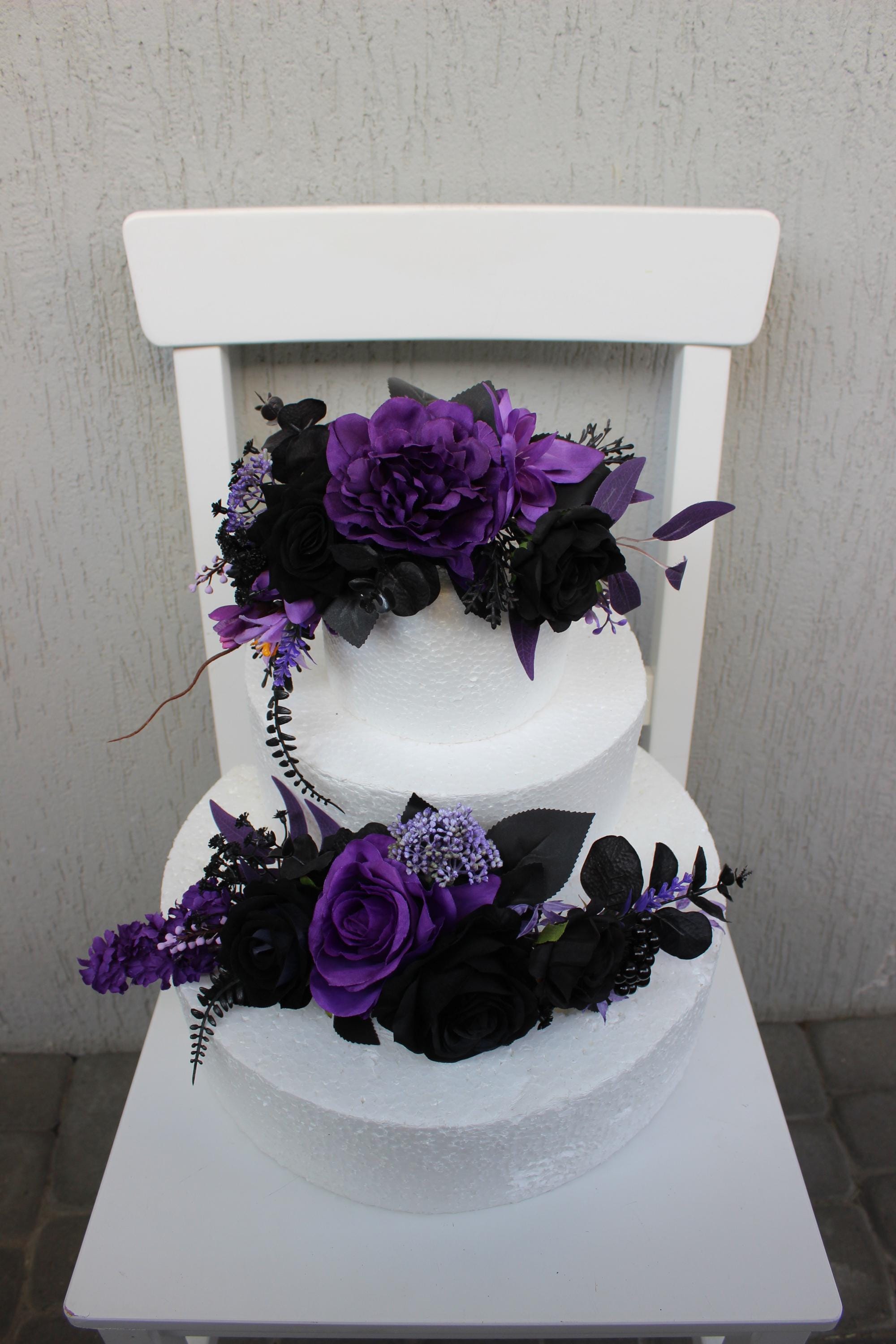 Purple Black Cake Toppers, Wedding Cake Flowers, Cake Decoration ...