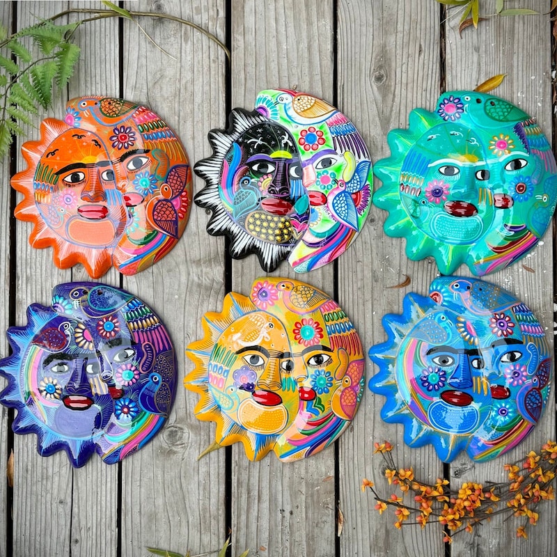 Mexican Sun and Moon Art - Etsy