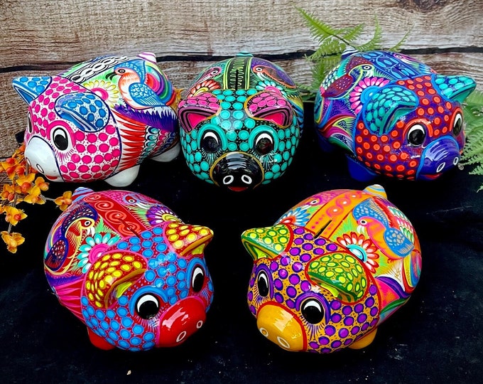 Beautiful Mexican Piggy Bank ,hand-painted Ceramic Piggy Bank ,mexican ...