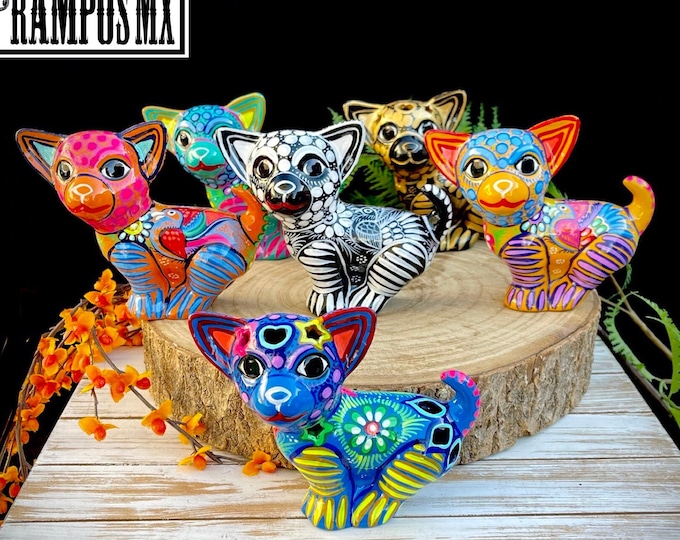 Beautiful Mexican Chihuahua Dog Art , Handpainted Clay Pottery Floral ...