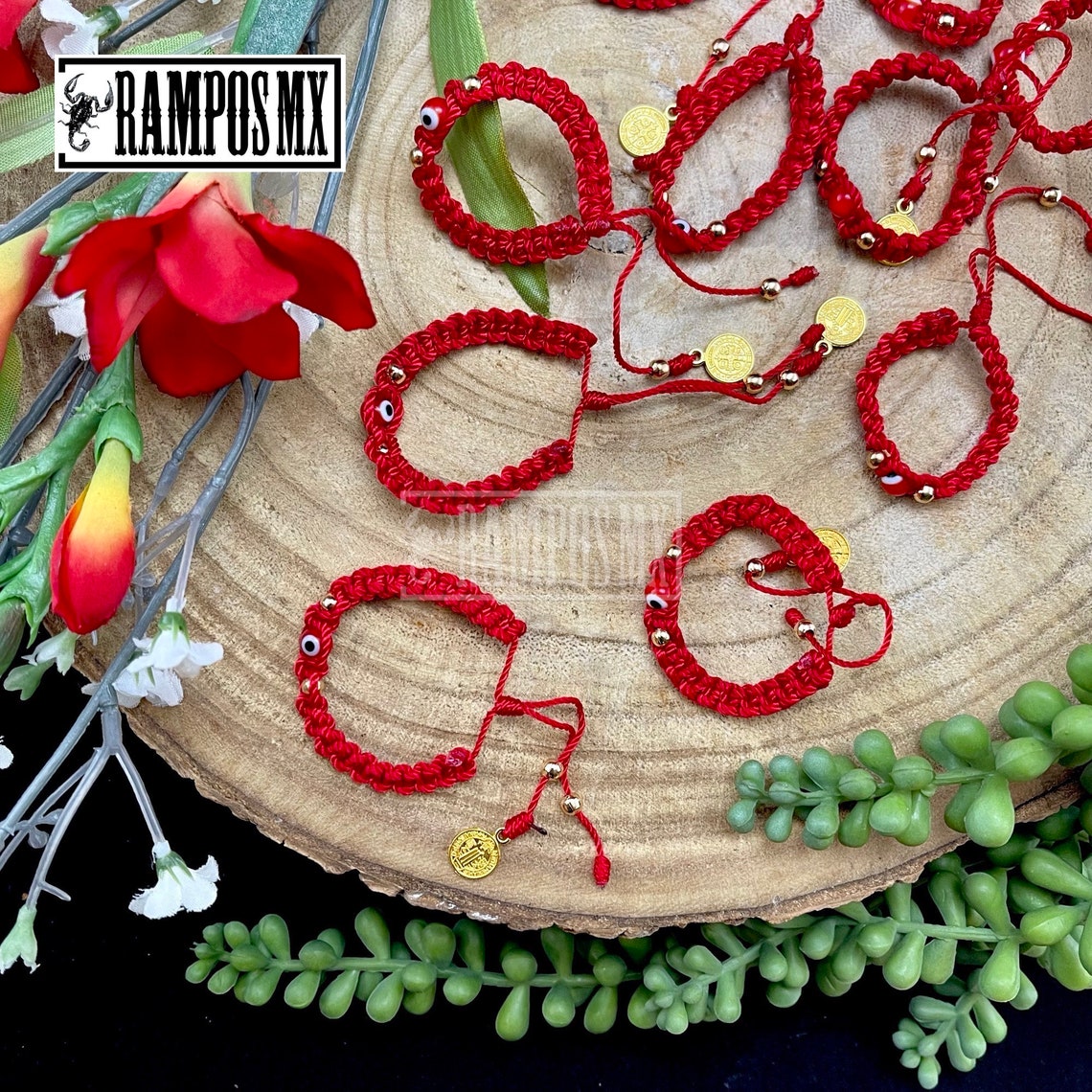 Mexican Evil Eye Kids Woven Bracelet,adjustable Bracelet , Handmade Red ...